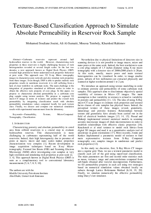 Pdf Texture Based Classification Approach To Simulate Absolute Permeability In Reservoir Rock
