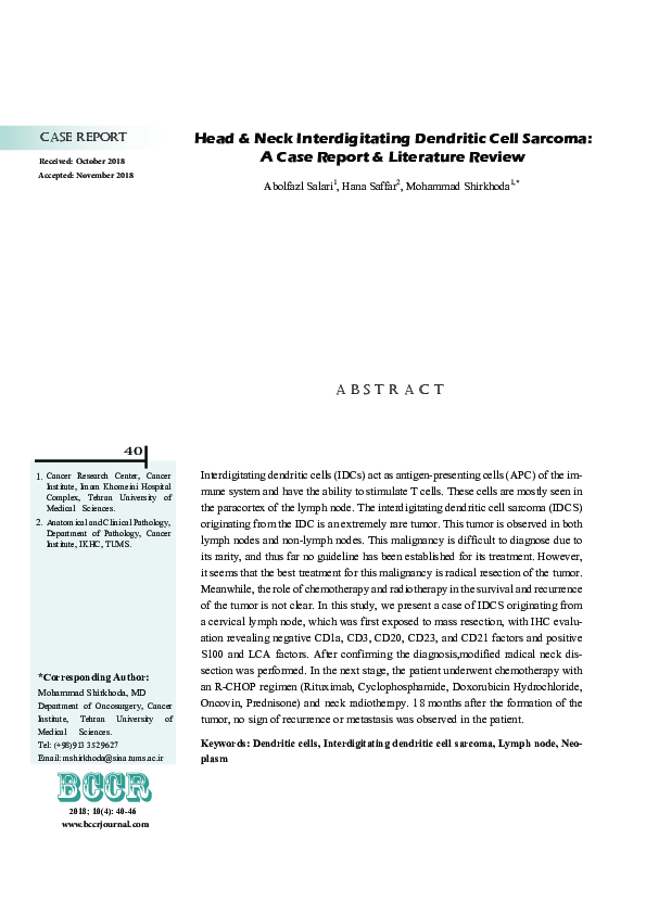 (PDF) Neck Interdigitating Dendritic Cell Sarcoma : A Case Report ...