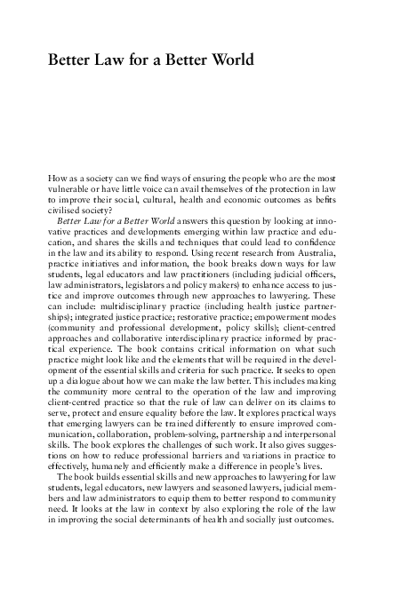 (PDF) Better Law for a Better World