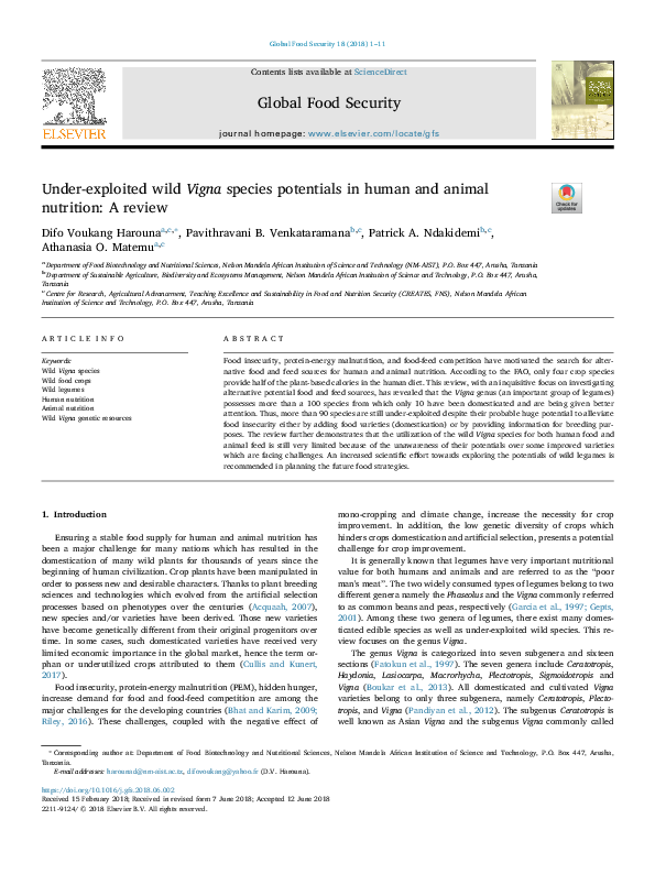 (PDF) Under-exploited wild Vigna species potentials in human and animal ...