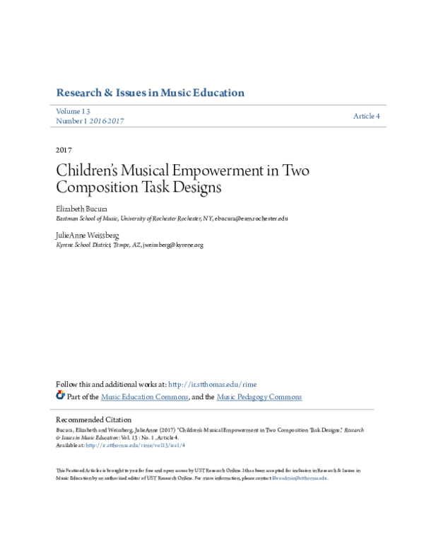 (PDF) Children’s Musical Empowerment in Two Composition Task Designs ...