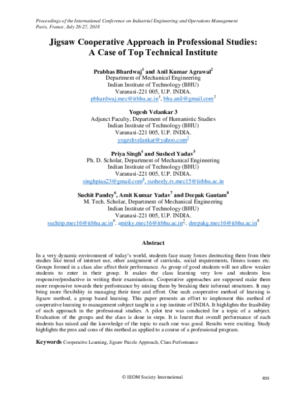 (PDF) Jigsaw Cooperative Approach in Professional Studies: A Case of ...