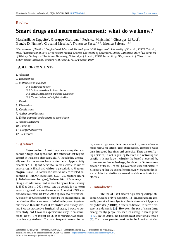 (PDF) Smart drugs and neuroenhancement: what do we know?