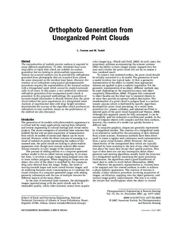 (PDF) Orthophoto Generation from Unorganized Point Clouds