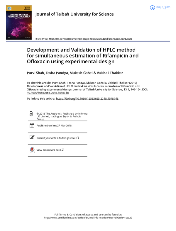 (PDF) Development and Validation of HPLC method for simultaneous estimation of Rifampicin and ...