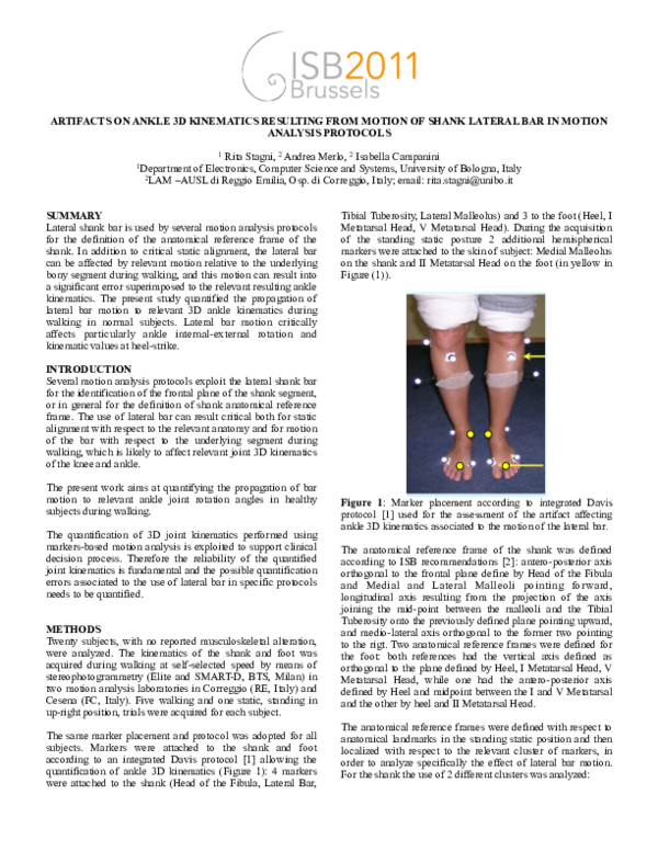 (PDF) Artifacts on Ankle 3D Kinematics Resulting from Motion of Shank ...