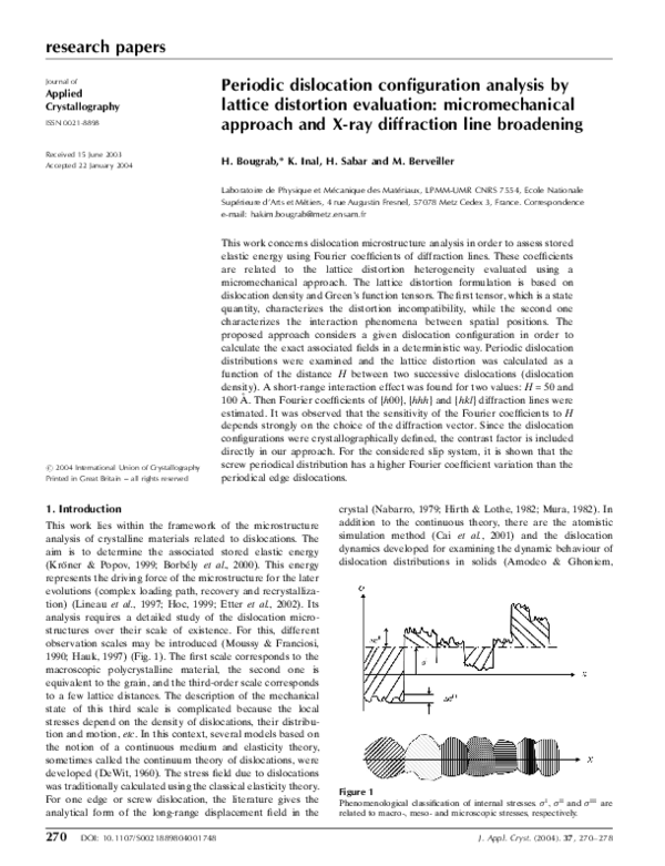 (PDF) Periodic dislocation configuration analysis by lattice distortion evaluation ...