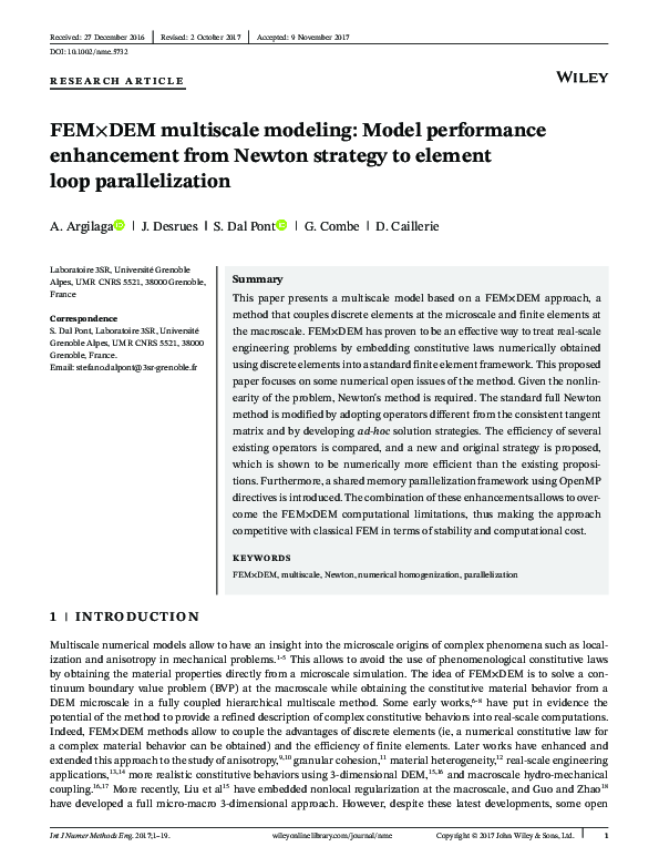 (PDF) FEM×DEM multiscale modeling: Model performance enhancement from Newton strategy to element ...