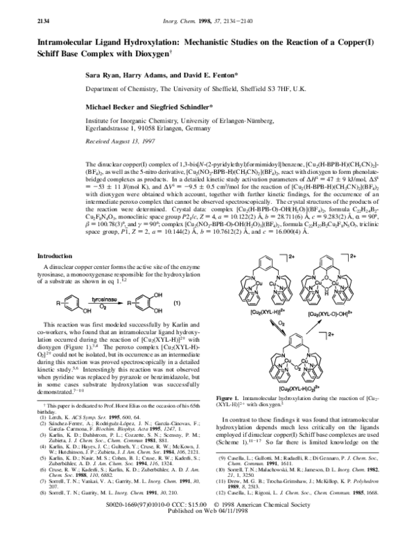 (PDF) Versatile Activity of a Copper(II) Complex Bearing a N4‐Tetradentate Schiff Base Ligand ...