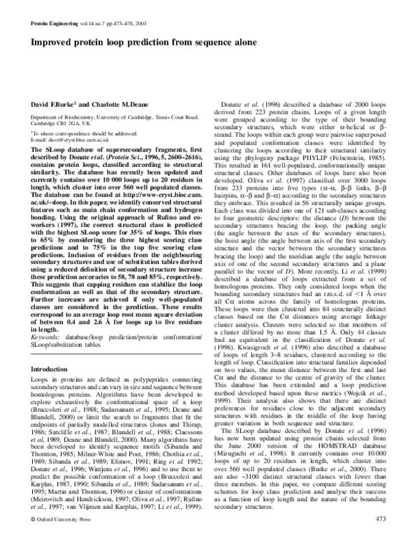 Pdf Improved Protein Loop Prediction From Sequence Alone