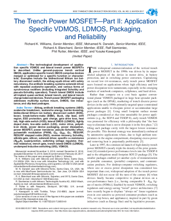 (PDF) The Trench Power MOSFET—Part II: Application Specific VDMOS ...