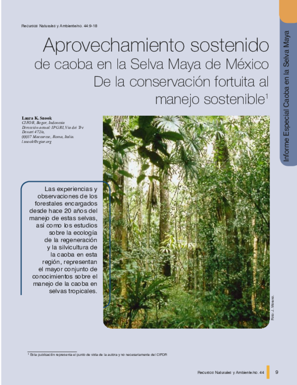 (PDF) Aprovechamiento sostenido de caoba en la Selva Maya de Mexico de ...