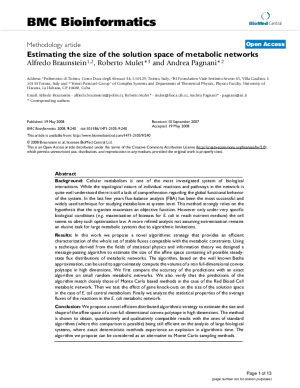 (PDF) BMC Bioinformatics BioMed Central Methodology article Estimating the size of the solution ...