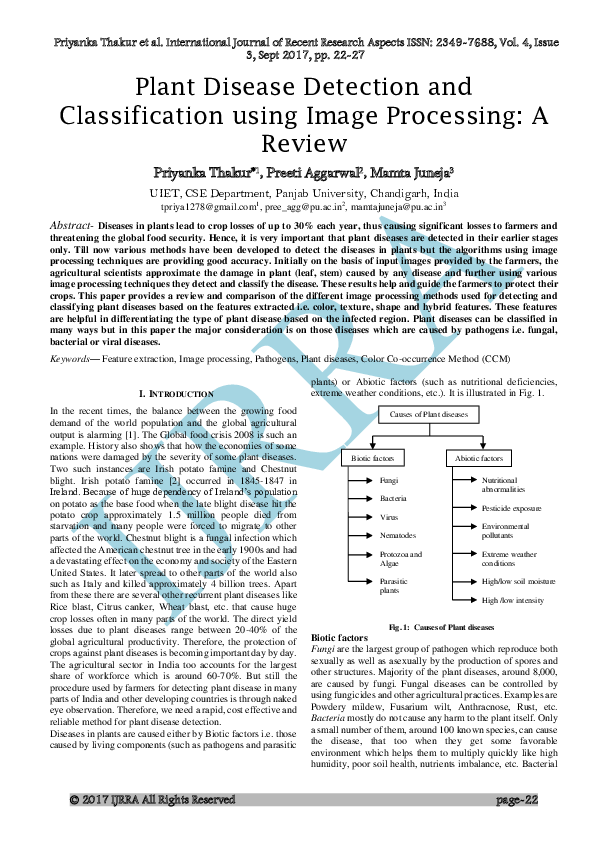 (PDF) Plant Disease Detection and Classification using Image Processing ...