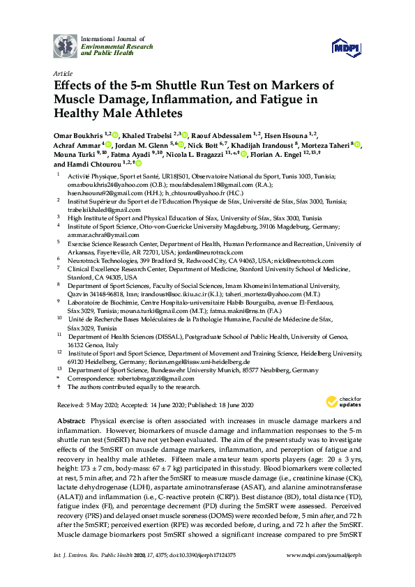 (PDF) Effects of the 5-m Shuttle Run Test on Markers of Muscle Damage ...