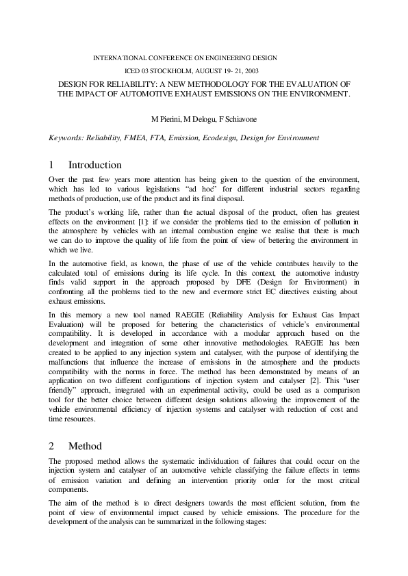 (PDF) Design for Reliability: A New Methodology for the Evaluation of ...