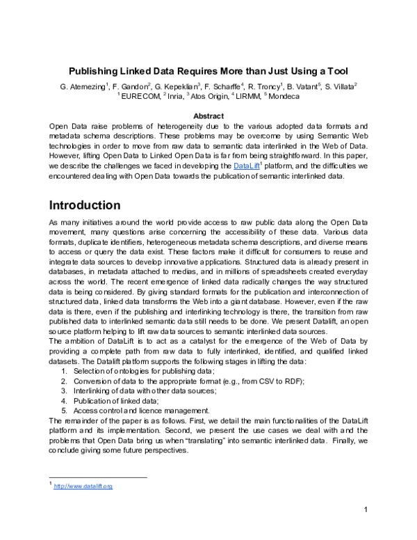 (PDF) Publishing Linked Data Requires More than Just Using a Tool