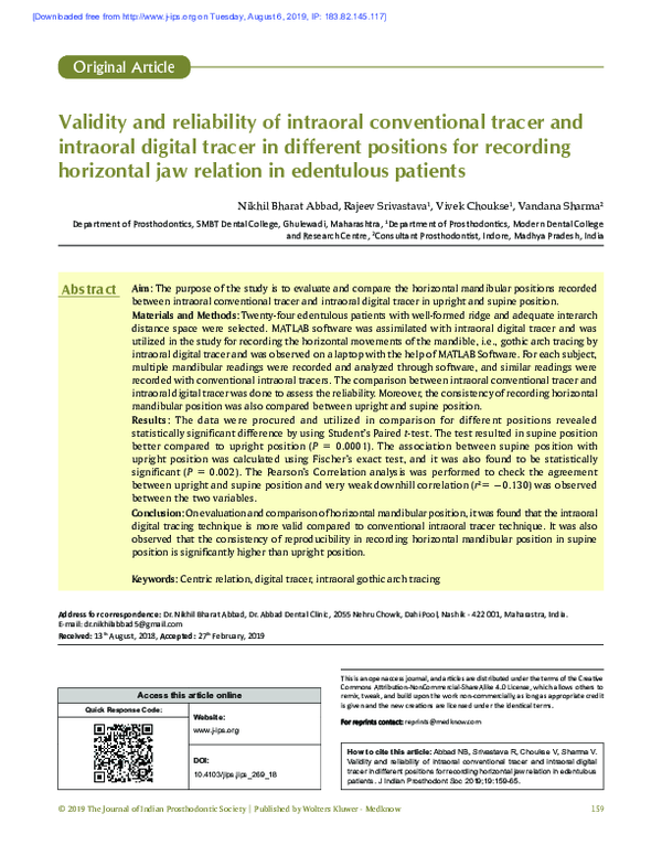 (PDF) Validity and reliability of intraoral conventional tracer and ...