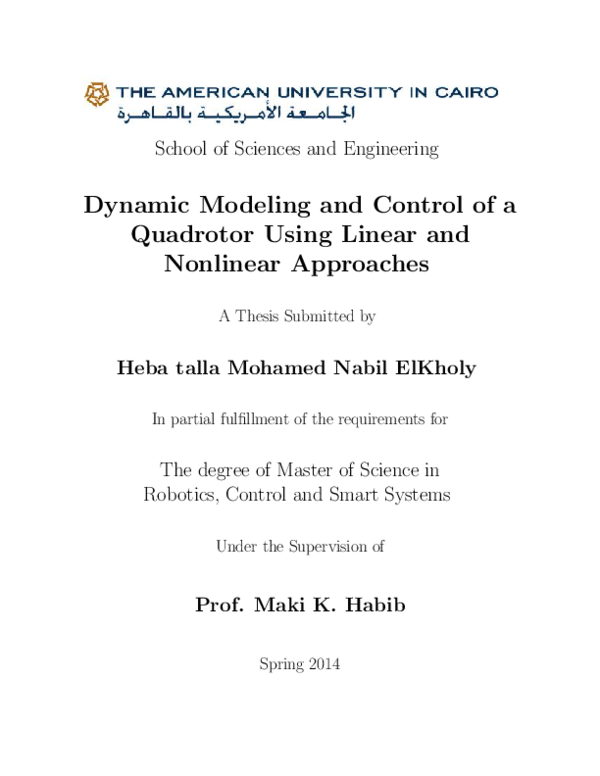 (PDF) Dynamic modeling and control of a Quadrotor using linear and nonlinear approaches