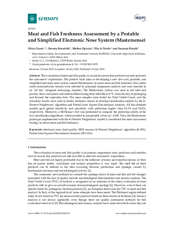 (PDF) Meat and Fish Freshness Assessment by a Portable and Simplified ...