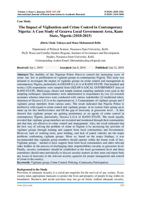 (PDF) The Impact of Vigilantism and Crime Control in Contemporary ...