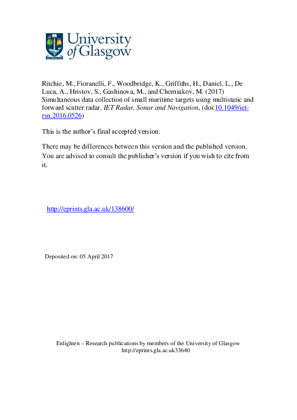 (PDF) Simultaneous data collection of small maritime targets using ...