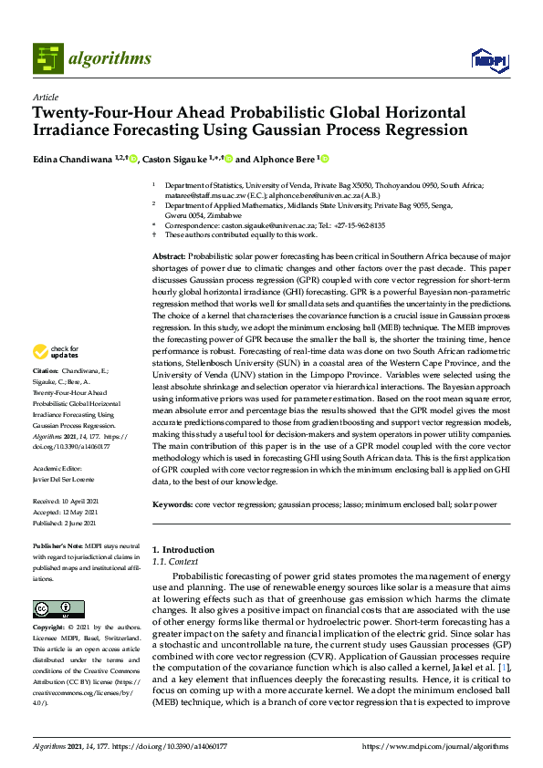(PDF) Twenty-Four-Hour Ahead Probabilistic Global Horizontal Irradiance Forecasting Using ...