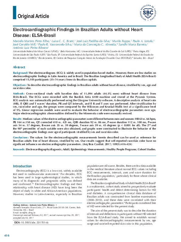 (PDF) ECG Findings in Brazilian Adults: ELSA-Brasil Study Results