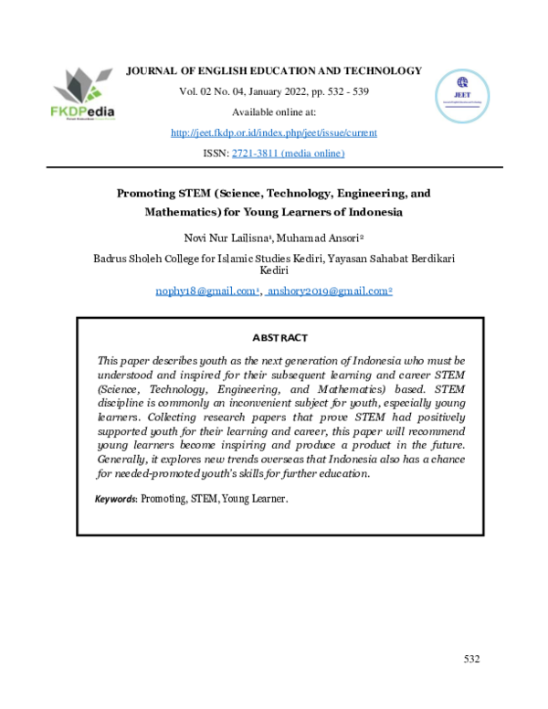 (PDF) Promoting STEM (Science, Technology, Engineering, and Mathematics ...