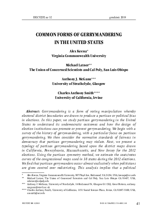 (PDF) Common Forms of Gerrymandering in the United States