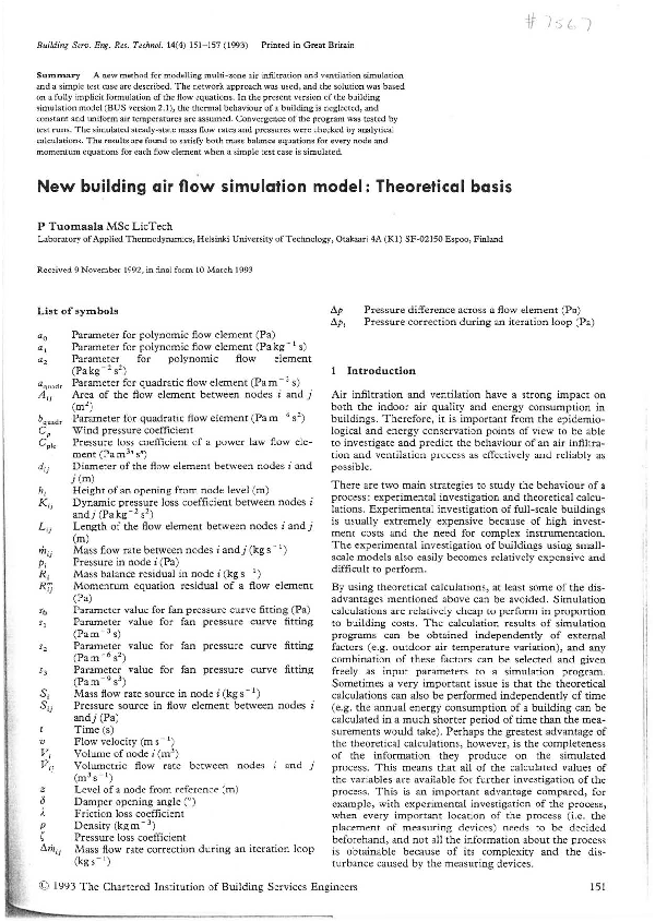 (PDF) New building air flow simulation model: Theoretical basis