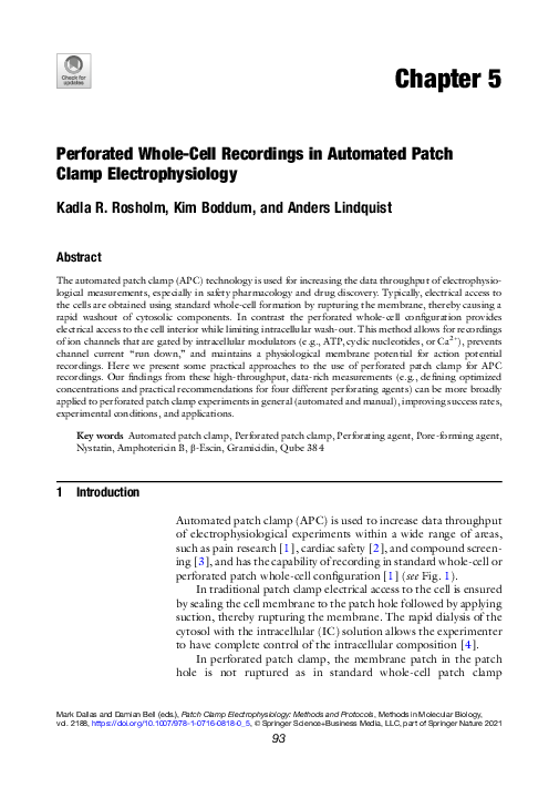 (PDF) Perforated Whole-Cell Recordings in Automated Patch Clamp Electrophysiology