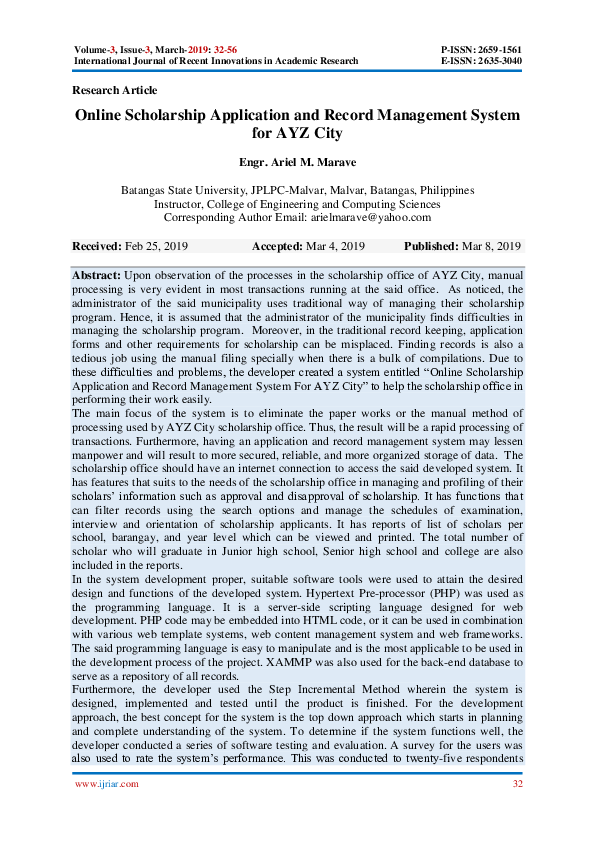 (PDF) Online Scholarship Application and Record Management System for ...