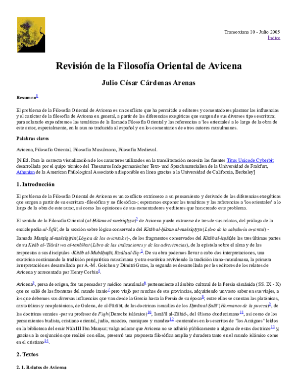 (PDF) Revisión de la Filosofía Oriental de Avicena