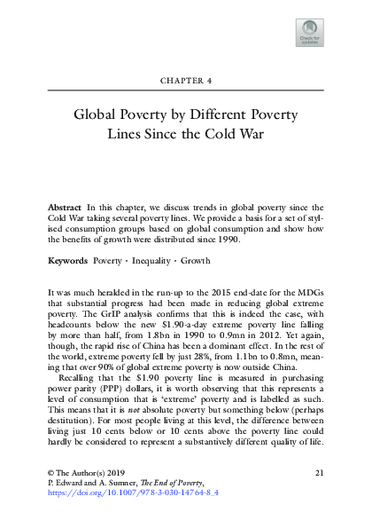 (PDF) Global Poverty by Different Poverty Lines Since the Cold War