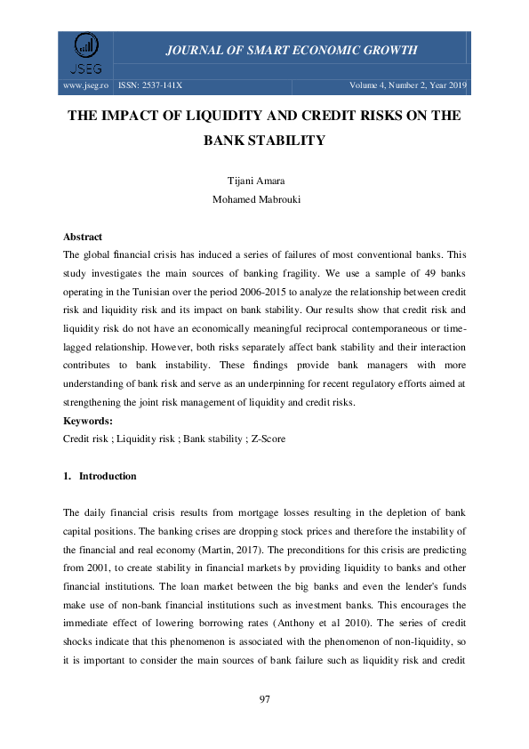 (PDF) The THE IMPACT OF LIQUIDITY AND CREDIT RISKS ON THE BANK STABILITY