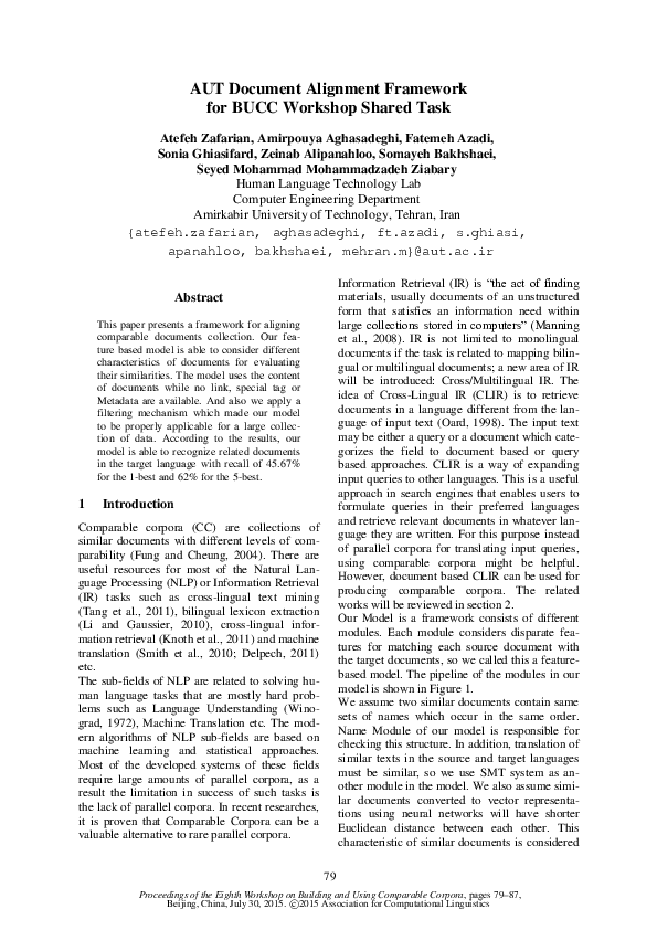 (PDF) AUT Document Alignment Framework for BUCC Workshop Shared Task