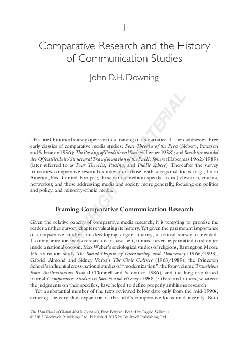 (PDF) Comparative Research and the History of Communication Studies
