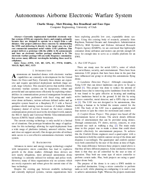 (PDF) Autonomous Airborne Electronic Warfare System