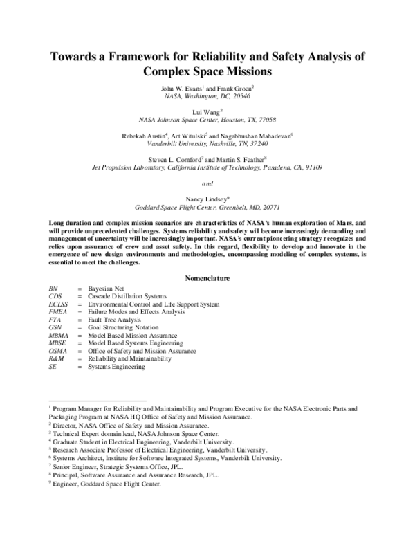 Pdf Towards A Framework For Reliability And Safety Analysis Of