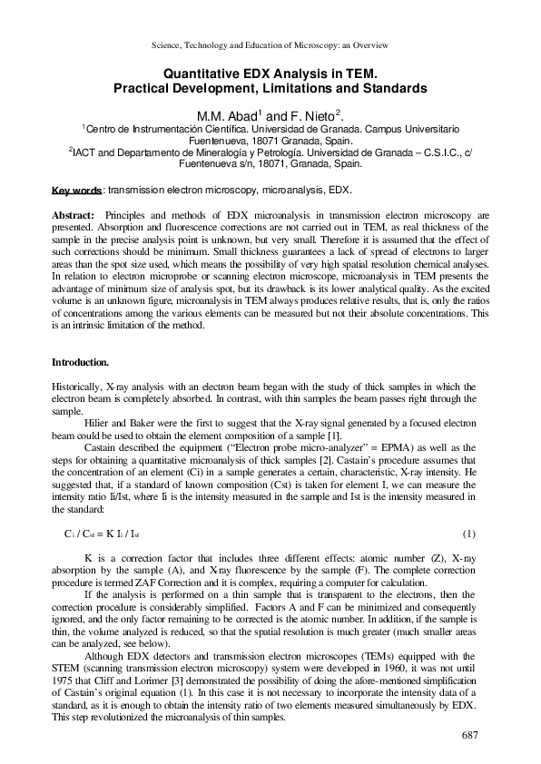 (PDF) Quantitative EDX Analysis in TEM. Practical Development ...