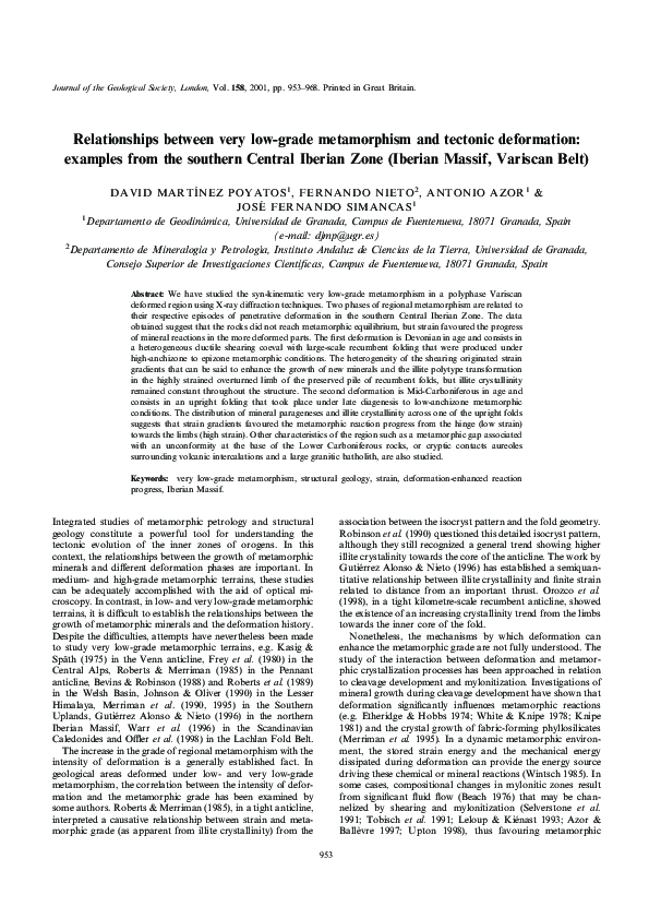 (PDF) Relationships between very low‐grade metamorphism and tectonic ...