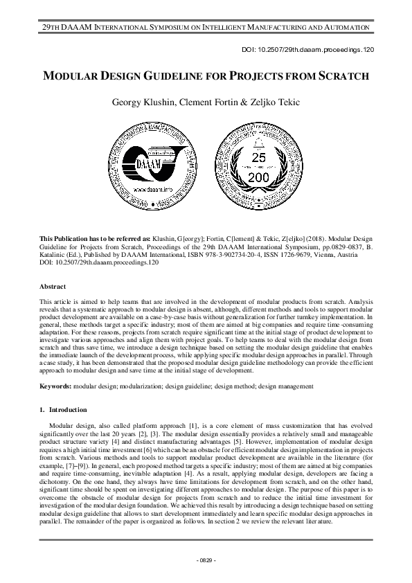 (PDF) Modular Design Guideline for Projects from Scratch