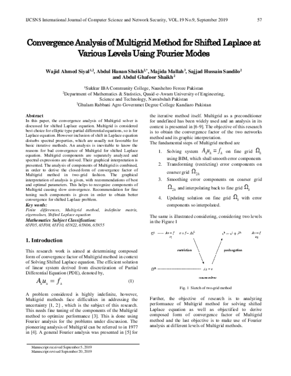 (PDF) Convergence Analysis of Multigrid Method for Shifted Laplace at Various Levels Using ...