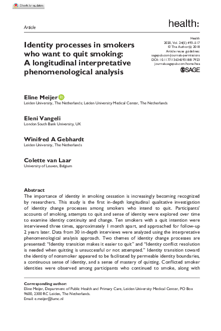 (PDF) Identity processes in smokers who want to quit smoking: A ...