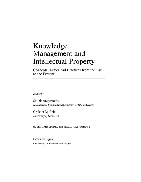 (PDF) Knowledge Management and Intellectual Property Concepts, Actors ...