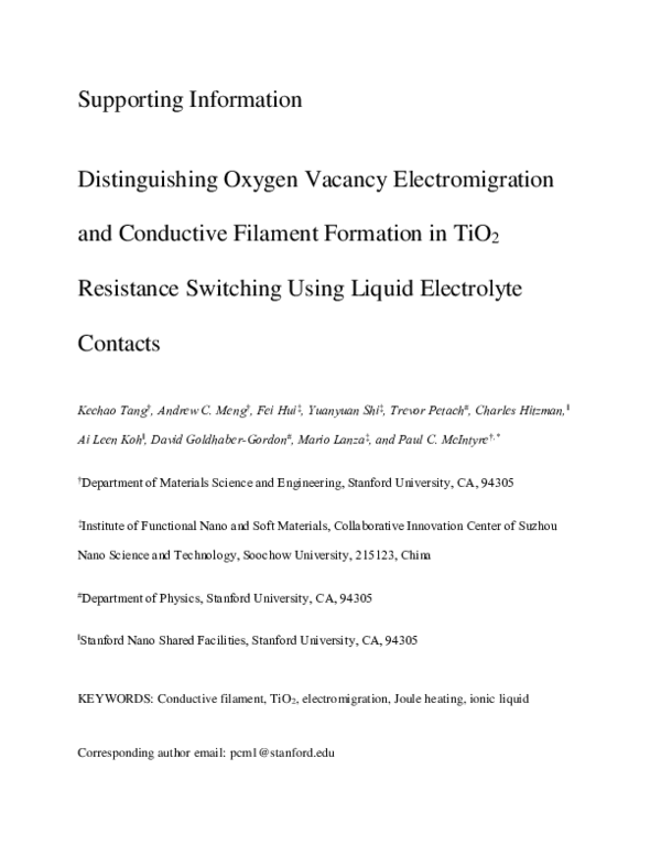 (PDF) Distinguishing Oxygen Vacancy Electromigration and Conductive ...