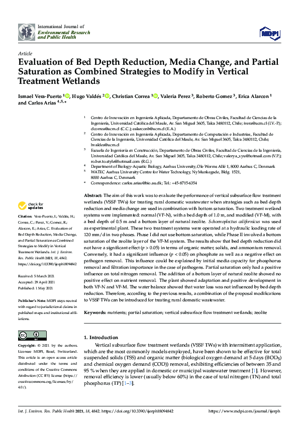 (PDF) Evaluation of Bed Depth Reduction, Media Change, and Partial ...