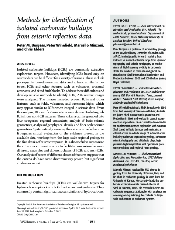 (PDF) Methods for identification of isolated carbonate buildups from ...