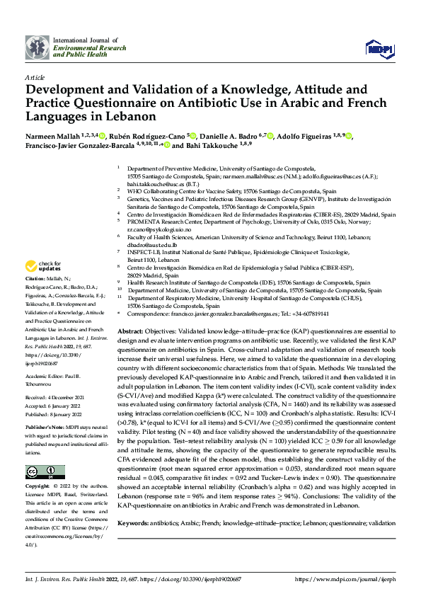 (PDF) Development and Validation of a Knowledge, Attitude and Practice Questionnaire on ...